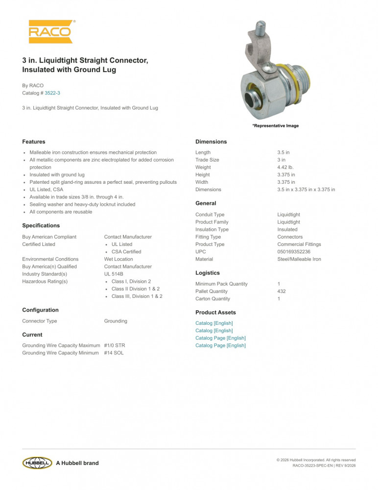 Product technical document image for catalog 3522-3