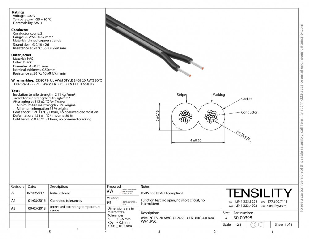 Tensility International 30-00398 product drawing preview