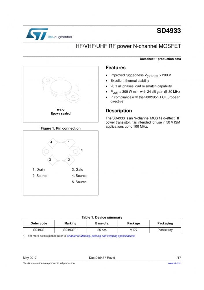 SD4933 datasheet page 1