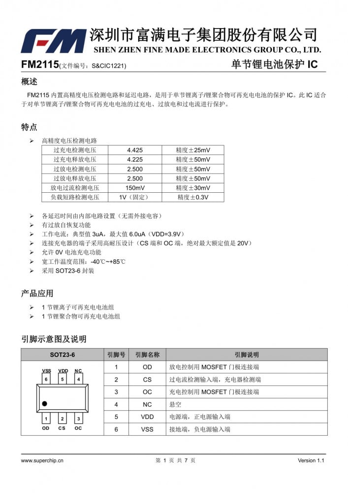 FM2115 datasheet page 1