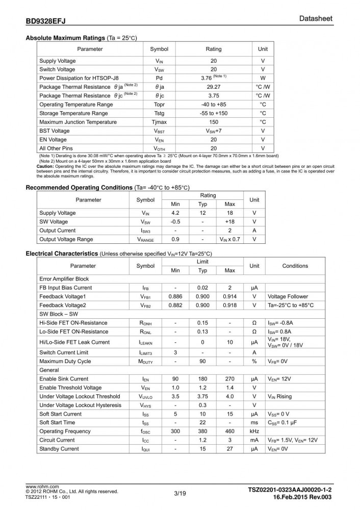 BD9328EFJ-E2 datasheet page 3