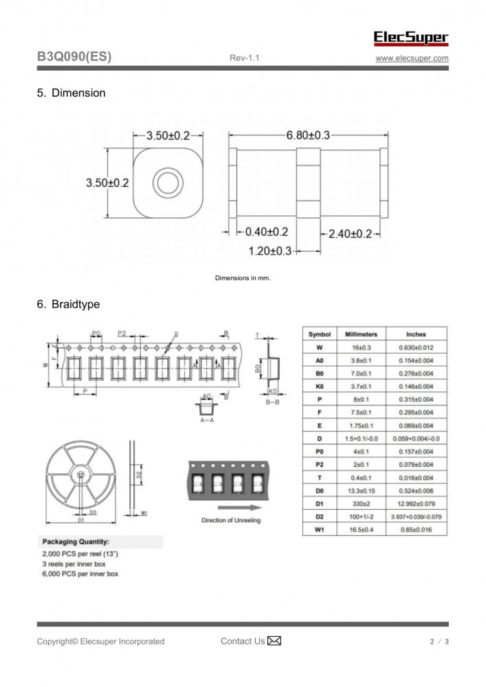 B3Q090(ES) product datasheet page 2
