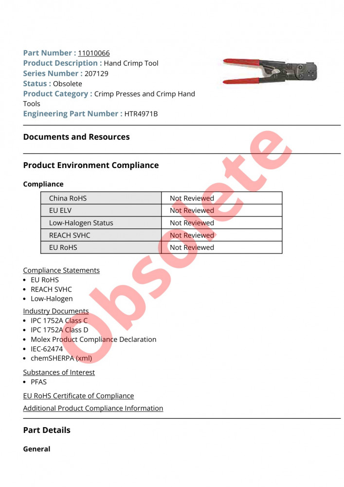 11010066 product document image, page 1
