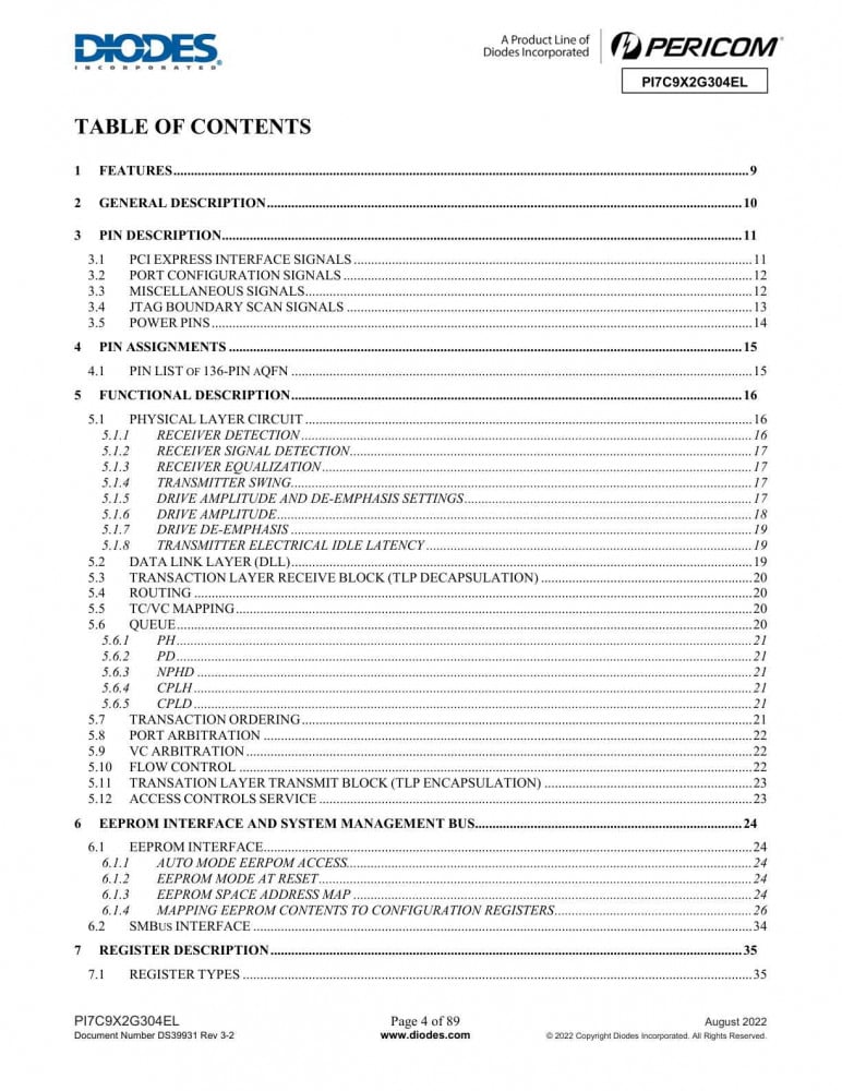 PI7C9X2G304ELQZXAE datasheet page 4