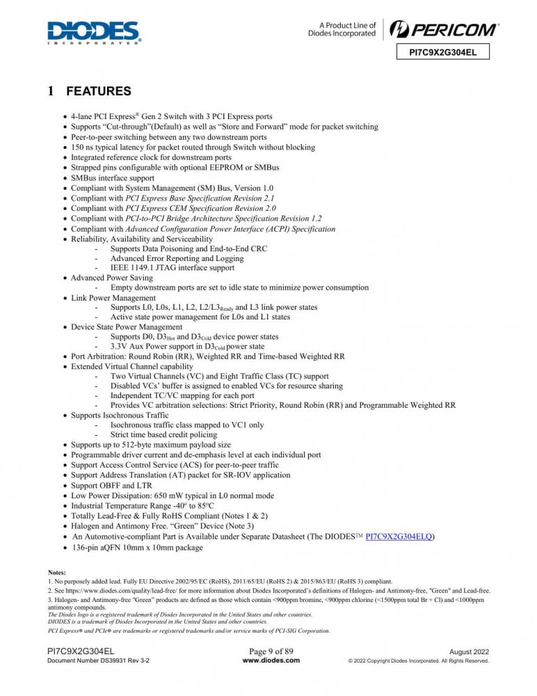 PI7C9X2G304ELQZXAE datasheet page 9