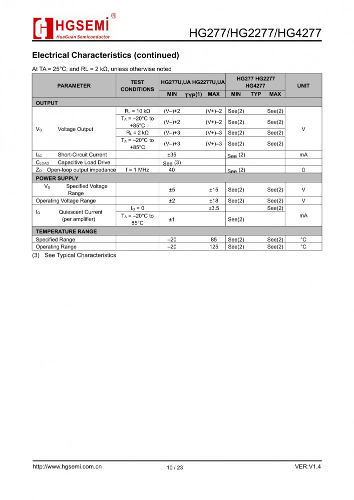 HG2277 series datasheet page 10