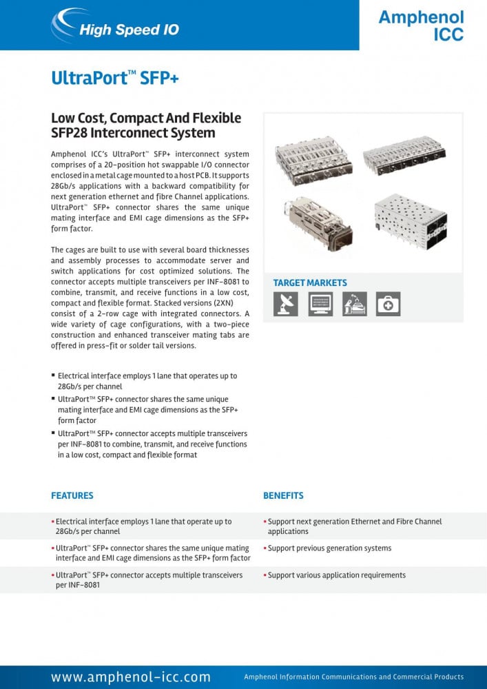 Amphenol UltraPort SFP+ document page 1