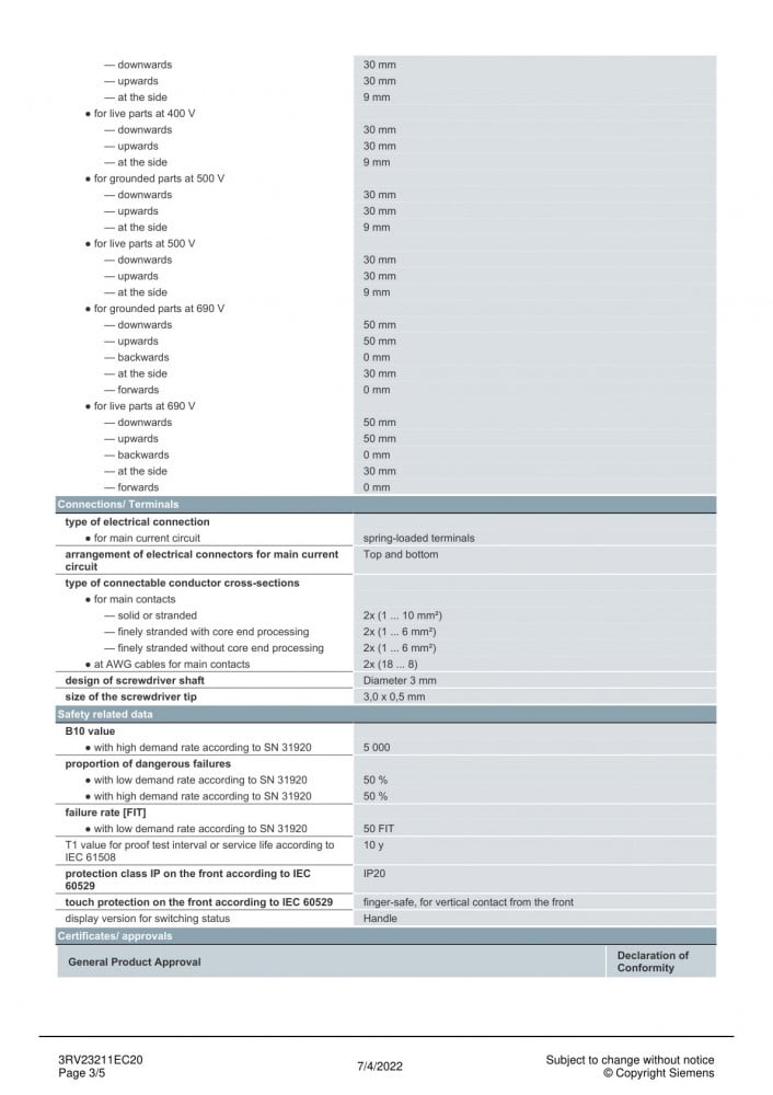 3RV23211EC20 technical document page 3