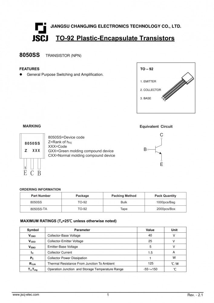 8050SS datasheet page 1