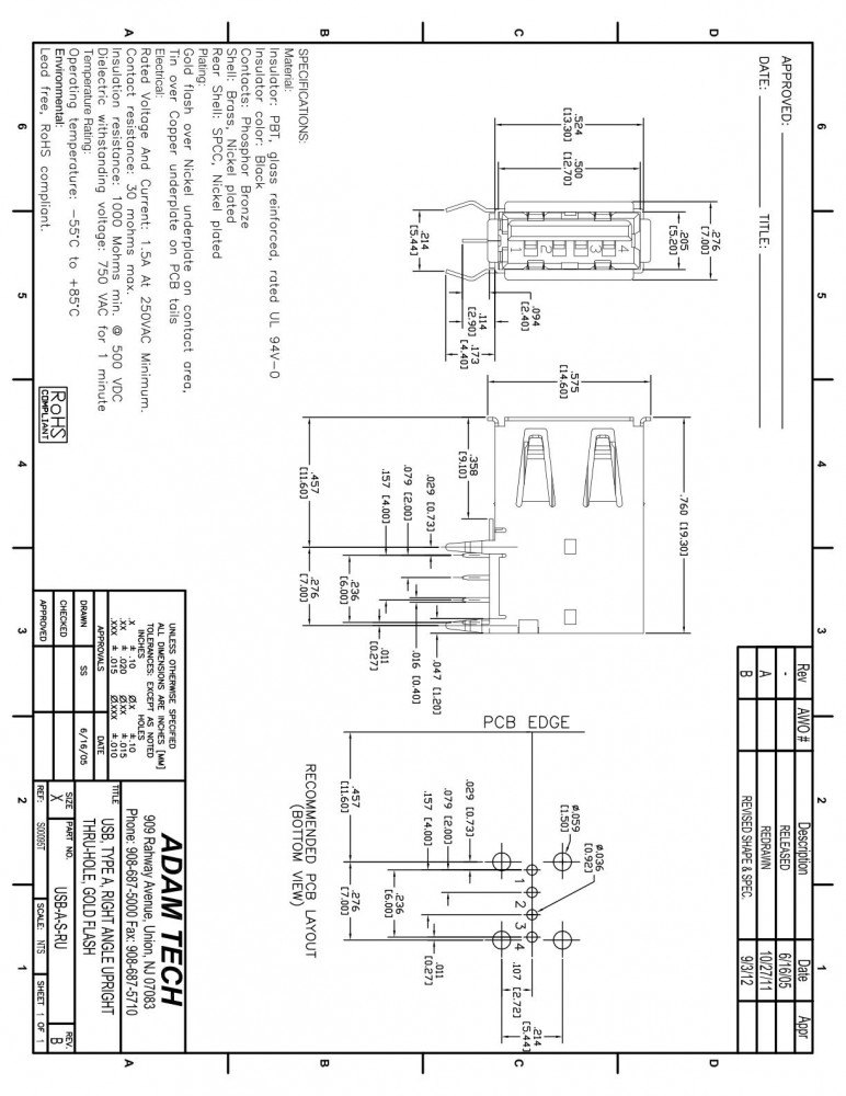 ADAM TECH USB-A-S-RU technical document preview