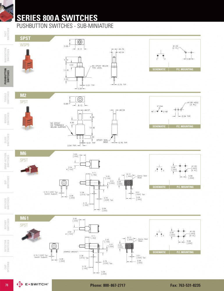 Series 800A pushbutton switch documentation, page 2