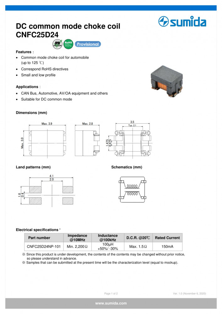 CNFC25D24 provisional technical document page 1