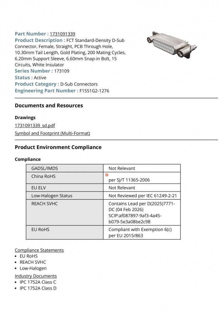 MOLEX 1731091339 drawing page 1