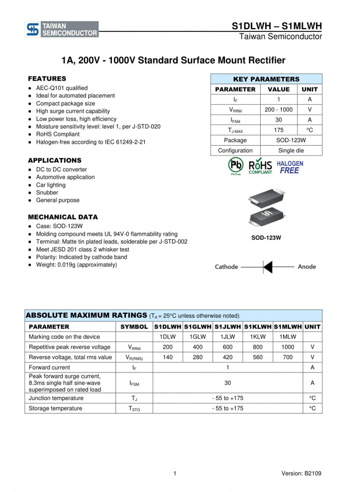 S1GLWH datasheet page 1