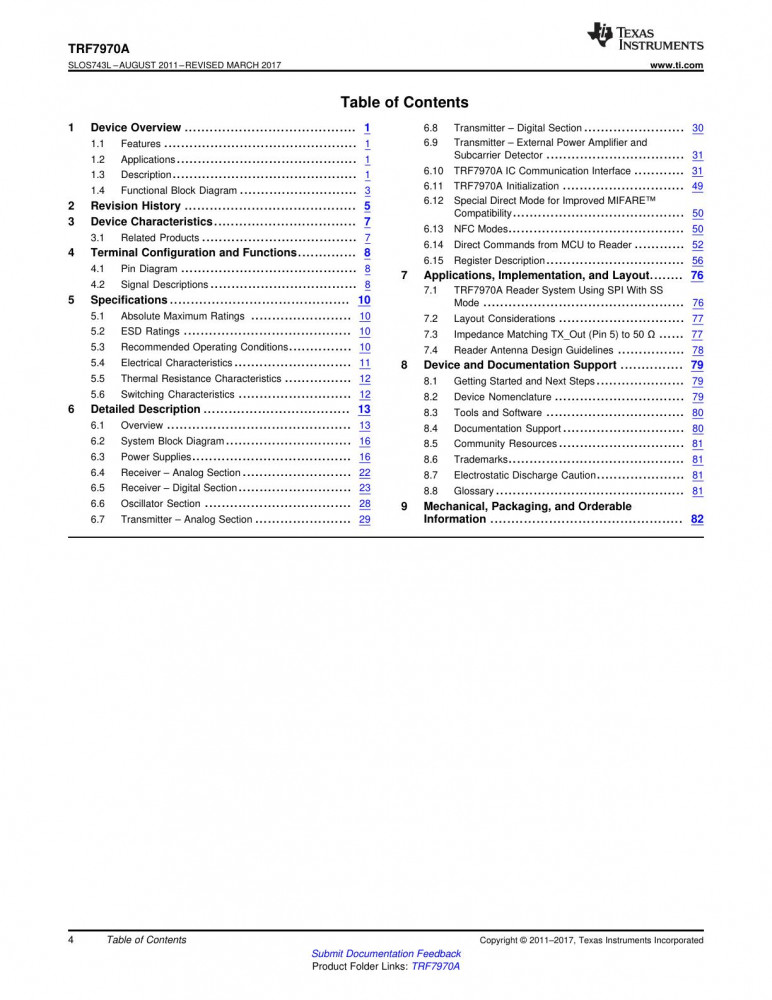 TRF7970A technical document preview, page 4