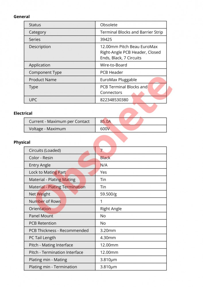 Technical document image 2 for MOLEX 394250007