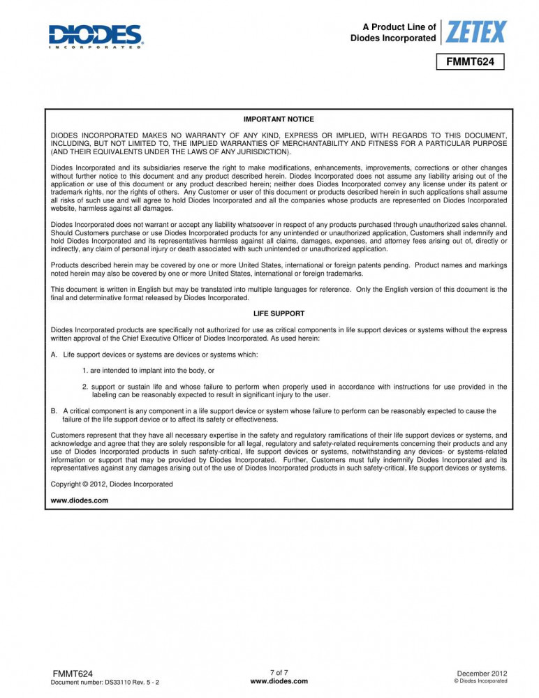 FMMT624TA datasheet page 7