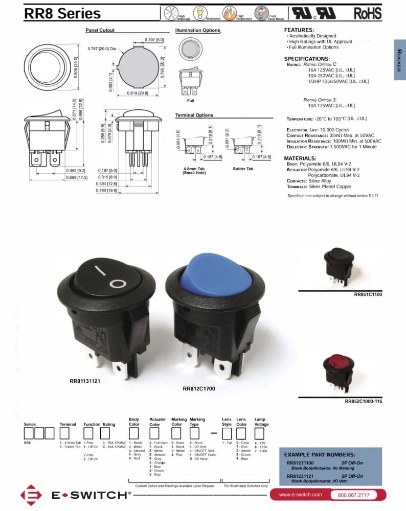 RR8 Series technical document page 1