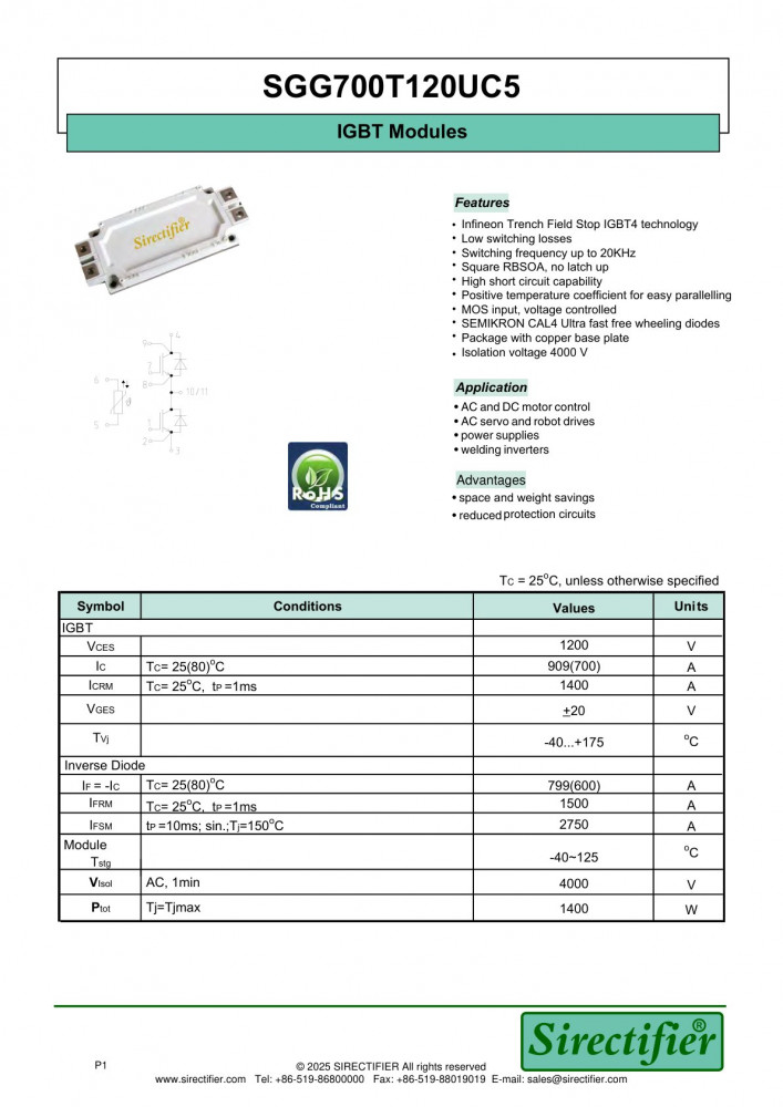 SGG700T120UC5 datasheet page 1