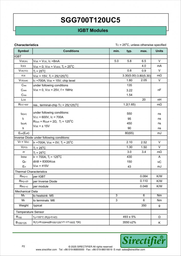 SGG700T120UC5 datasheet page 2