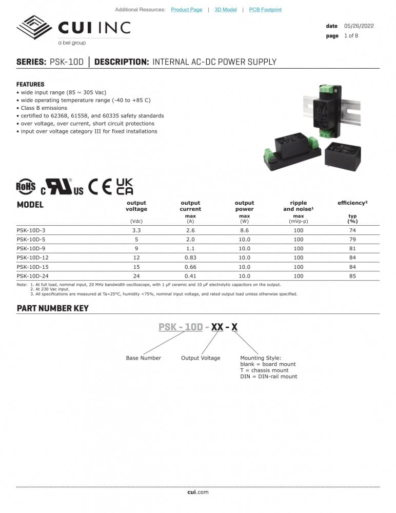 PSK-10D datasheet page 1