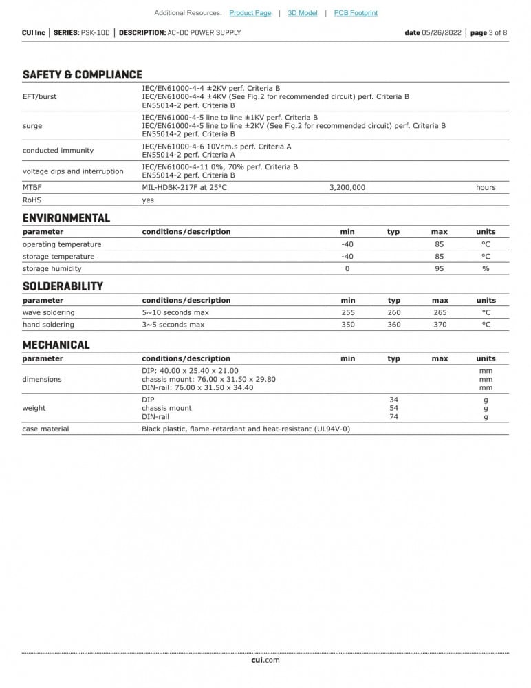 PSK-10D datasheet page 3
