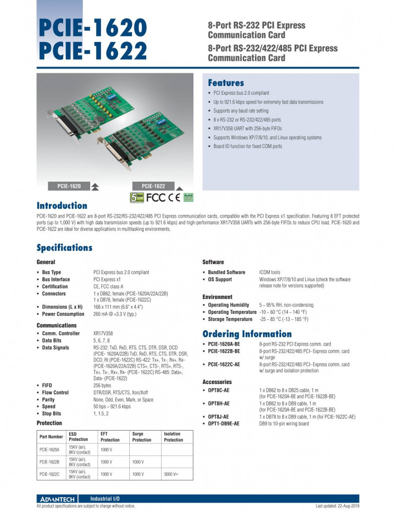 PCIE-1620 technical document page preview