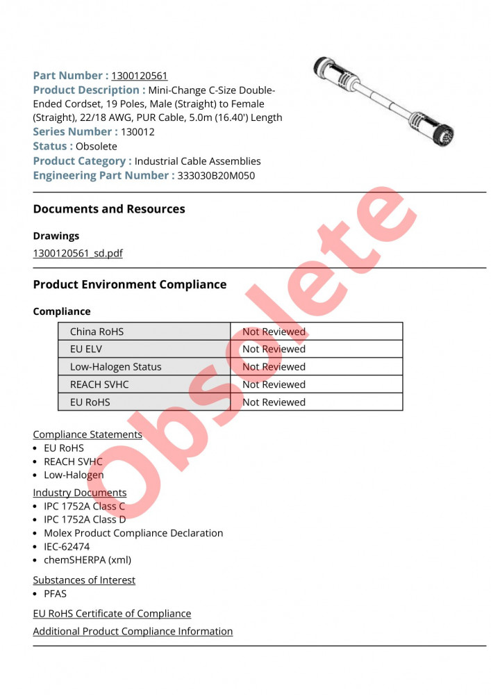 MOLEX 1300120561 document image, page 1