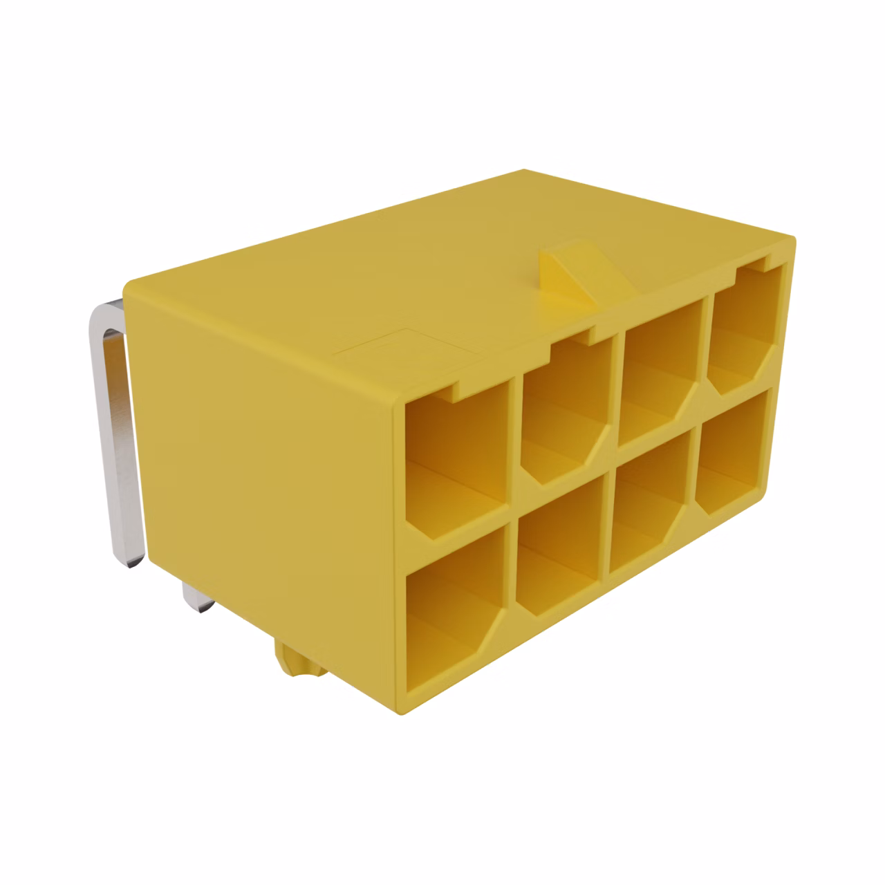 Mega-Fit ColorLock Right-Angle Header, 5.70mm Pitch, Through Hole, Dual Row, 8 Circuits, Matte Tin (Sn) Plating, 3.60mm Tail Length, Glow-Wire Capable, Tray, Yellow for sale
