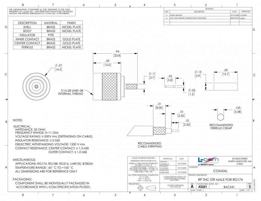 L-com BAC541 technical drawing preview