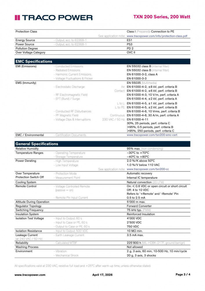 TXN 200 series technical document, page 3