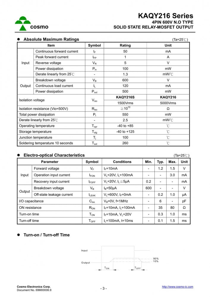 KAQY216ATLD datasheet page 3
