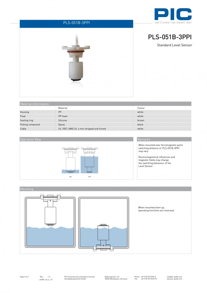 PLS-051B-3PPI technical document, page 2