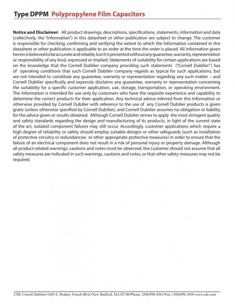Cornell Dubilier DPPM series datasheet page 3