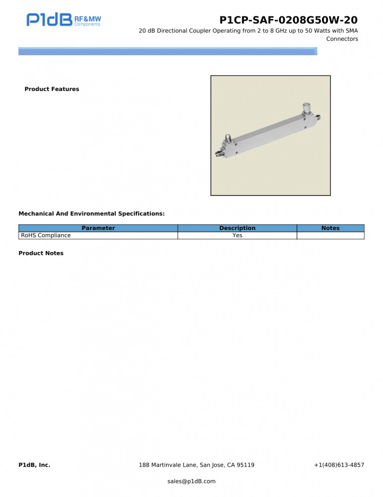Product documentation image for P1CP-SAF-0208G50W-20