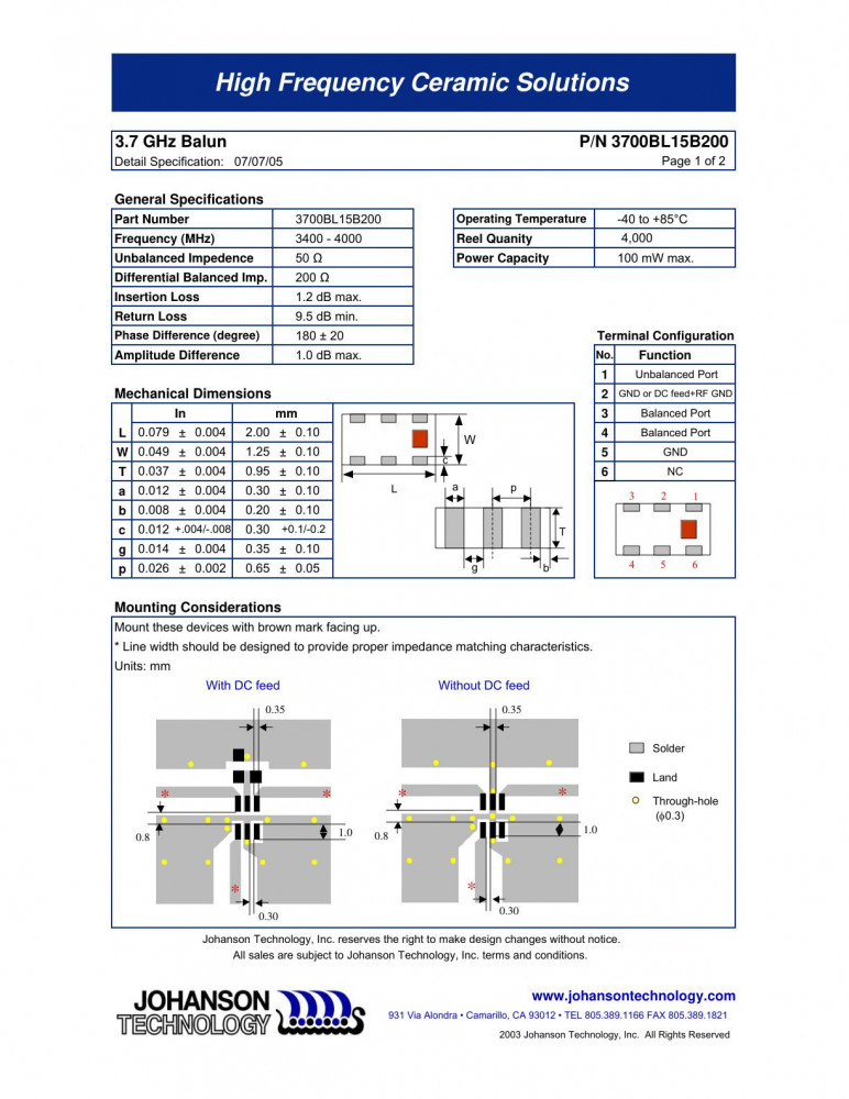 3700BL15B200E datasheet page 1