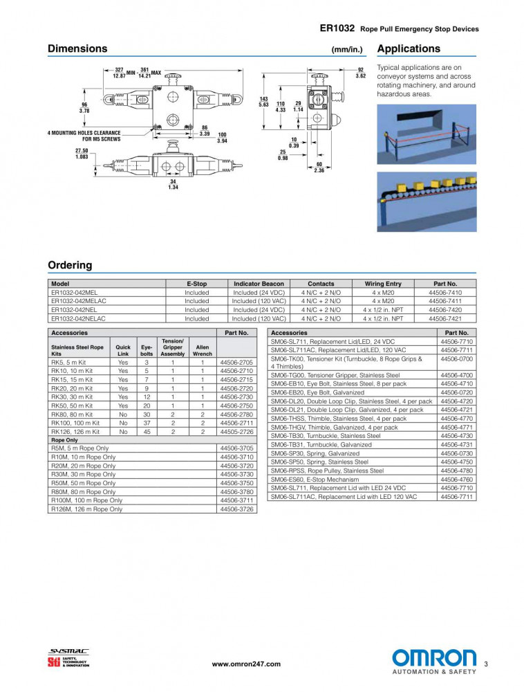 ER1032 rope pull emergency stop switch documentation, page 3
