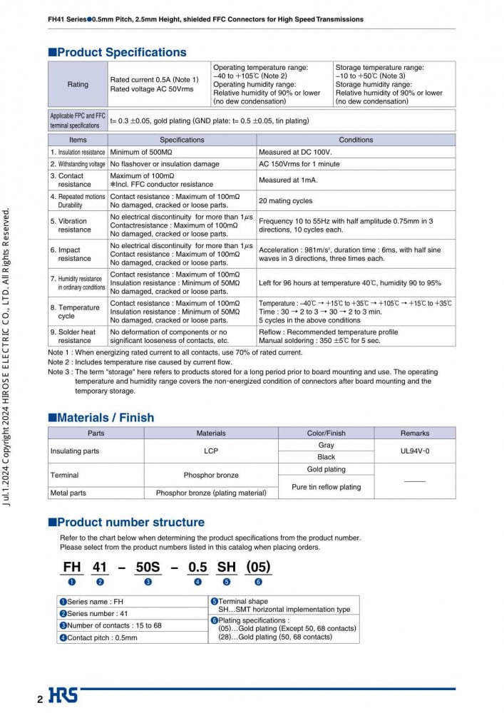 FH41 Series datasheet page 2