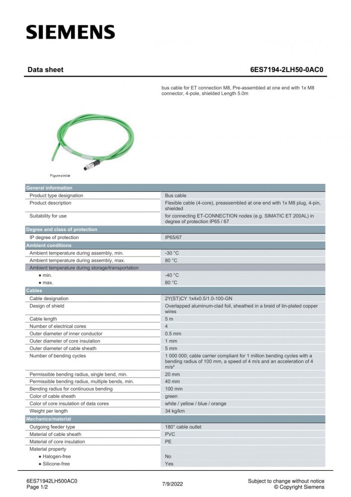 SIEMENS 6ES71942LH500AC0 datasheet page 1
