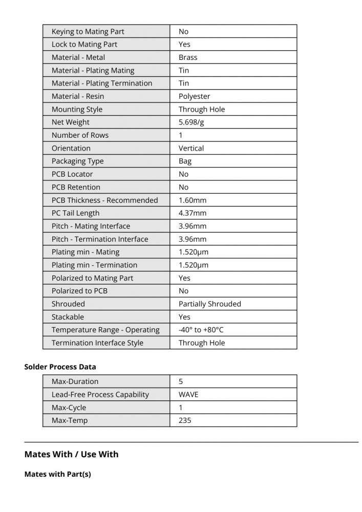 Technical document page 3 for MOLEX 26481135
