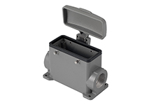 Heavy-Duty Harsh Environment (HE) Single Lever Bulkhead Mount Housing, Die-cast Aluminum, with 1 Lever, Top Entry, Size «32x13», Black