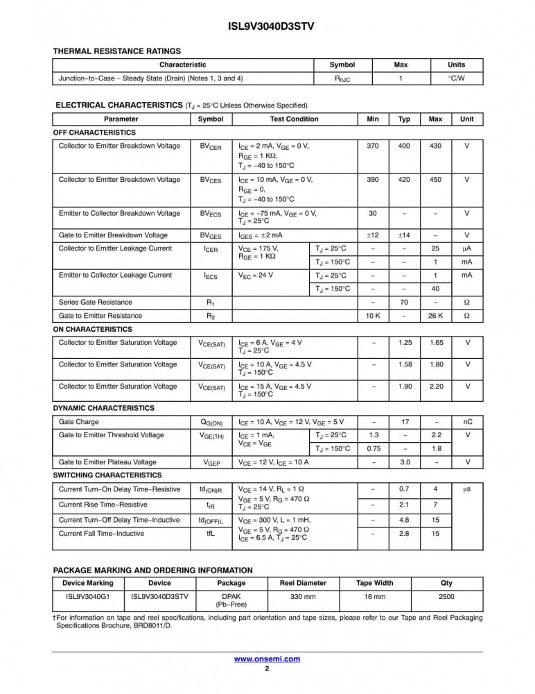 ISL9V3040D3STV datasheet page 2