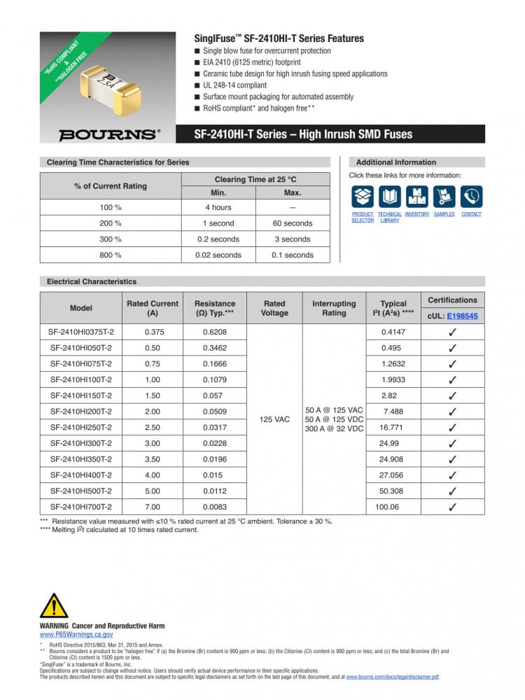 BOURNS SF-2410HI-T datasheet page 1
