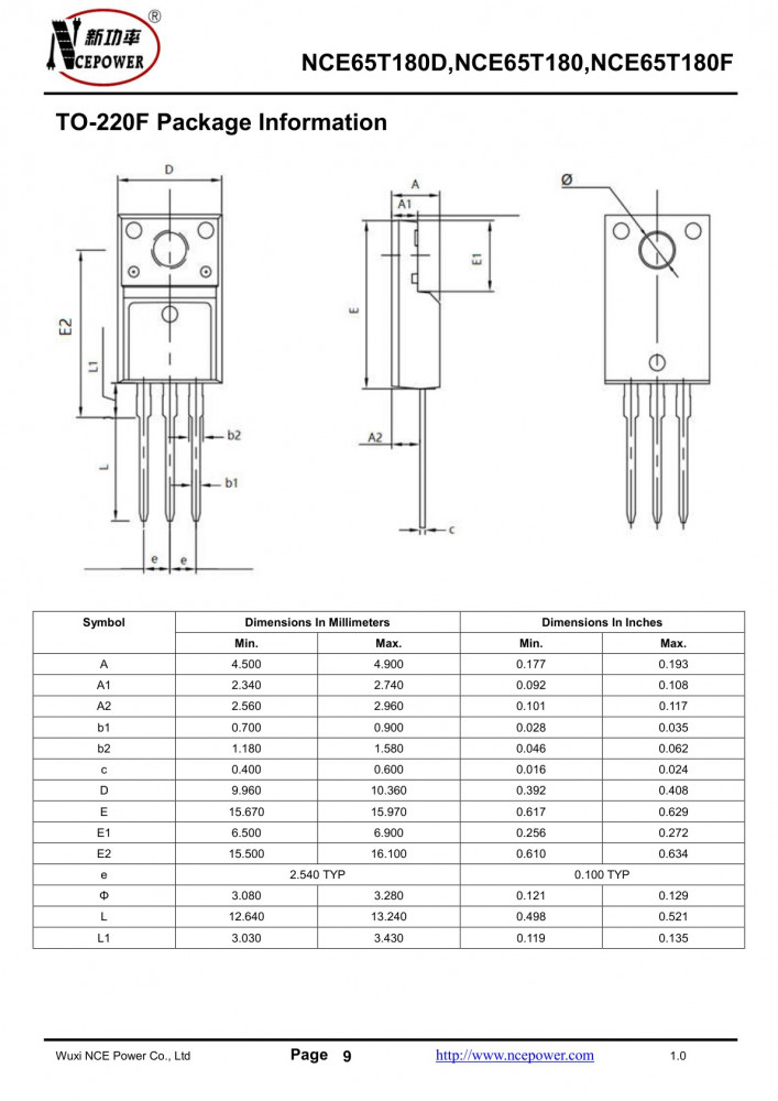 NCE65T180F datasheet page 9