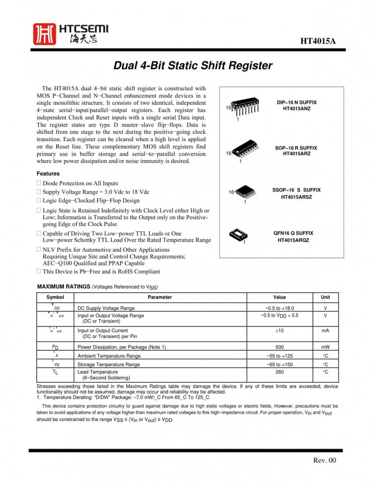 HT4015ARZ datasheet page 1
