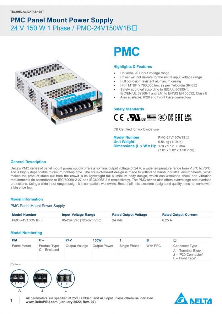PMC-24V150W1BA datasheet page 1