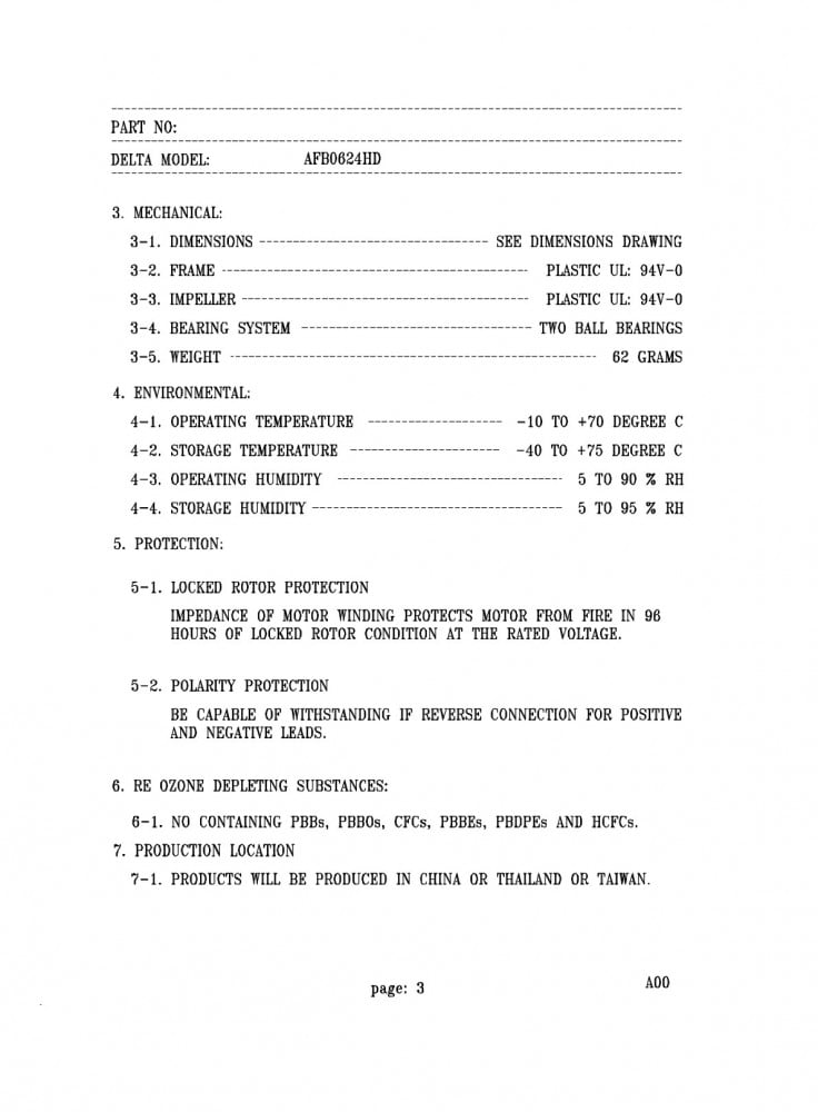 AFB0624HD specification page 3