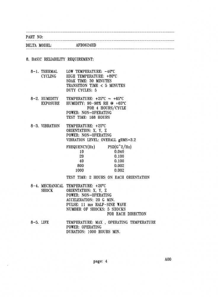 AFB0624HD specification page 4