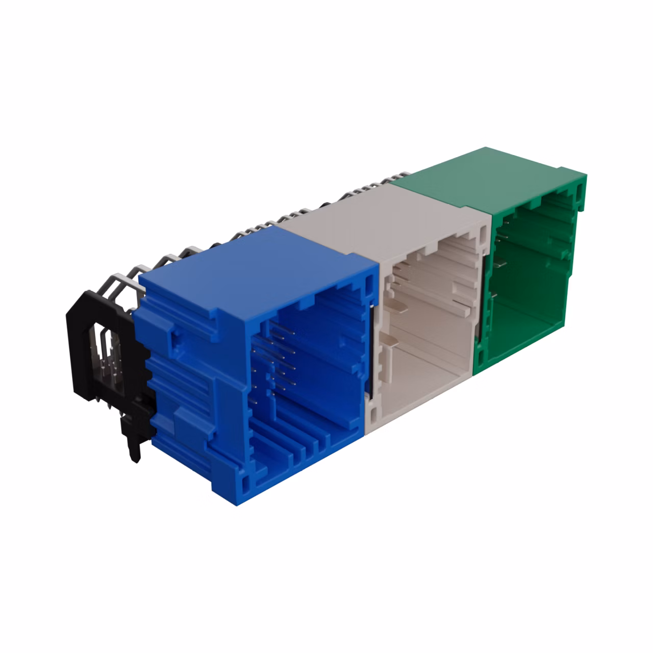 stAK50h 3 Bay Right-Angle Hybrid Header, 82 Circuits, Bay 1: 32 Circuits/Key 2/Blue; Bay 2: 25 Circuits/Key 2/Gray; Bay 3: 25 Circuits/Key 1/Green; Tube for sale