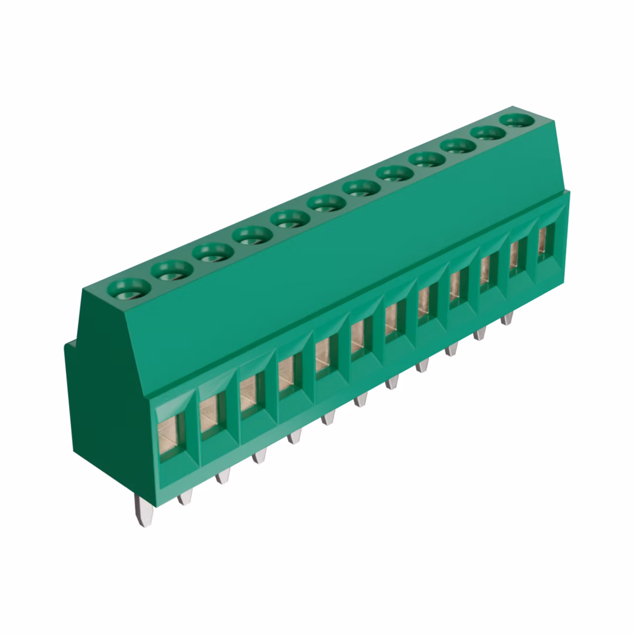 2.54mm Pitch Beau Eurostyle Fixed Mount PCB Terminal Block, Green, 12 Circuits for sale